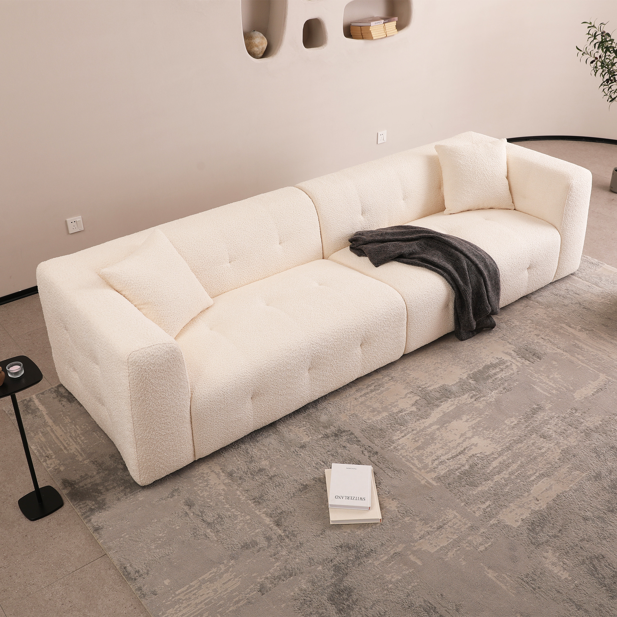 2297 Beige Sofa, Stylish And Simple Square Design, Square Arm ...