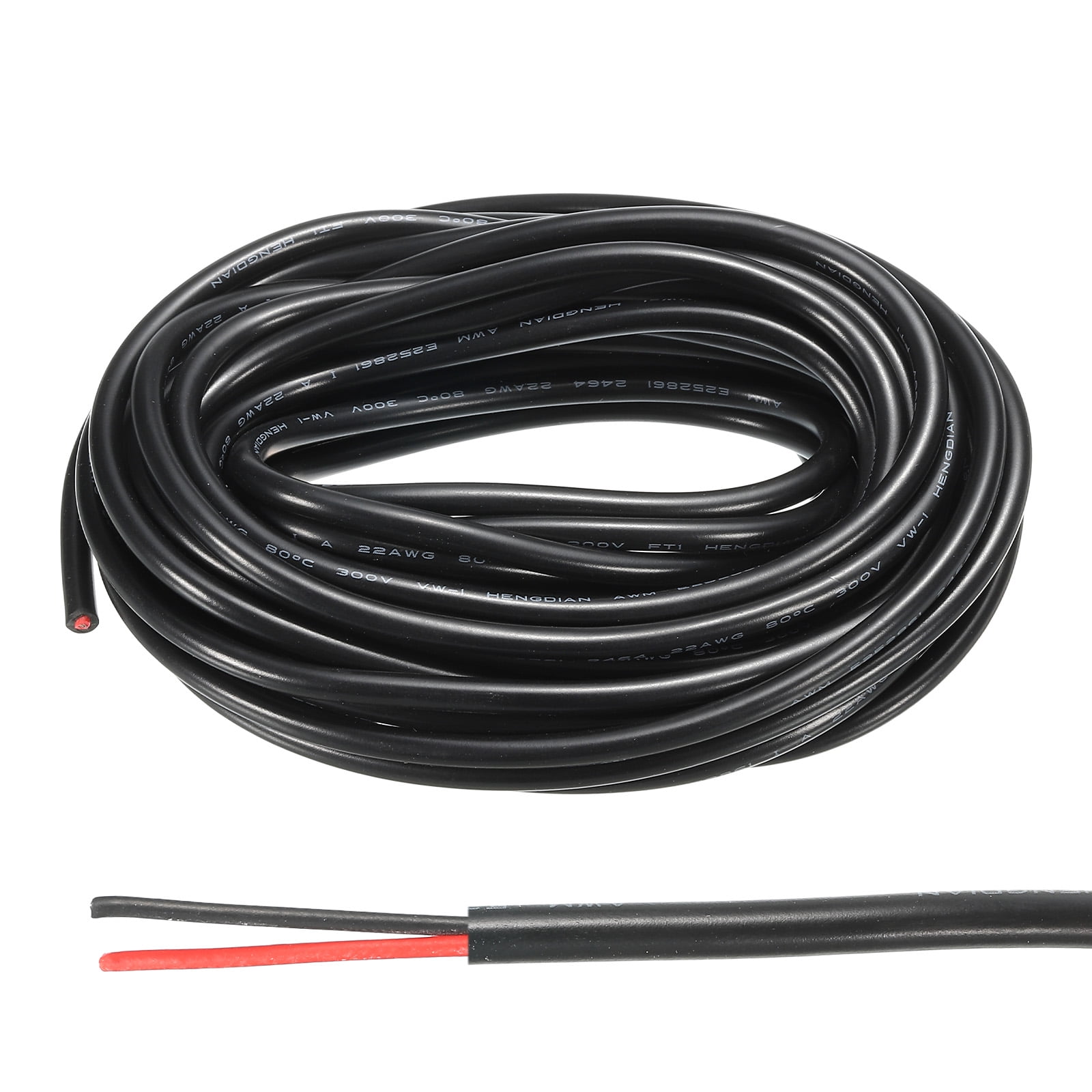 22AWG Electrical Wire 2 Conductors Tinned Copper 9.8Ft Low Voltage PVC ...