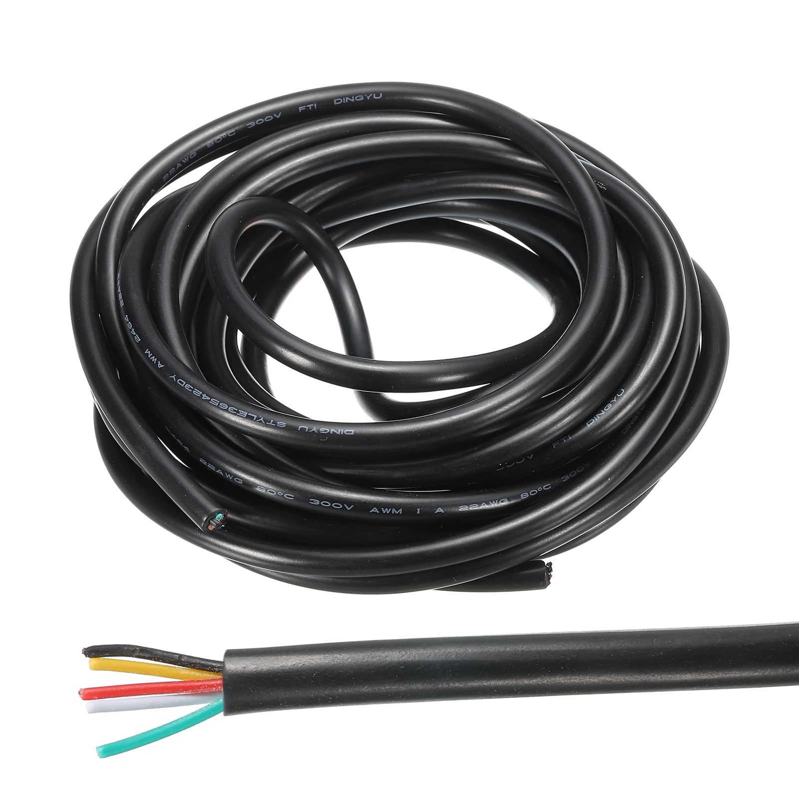 22AWG Electrical Wire 6 Conductors Tinned Copper 16.4Ft Low Voltage PVC ...