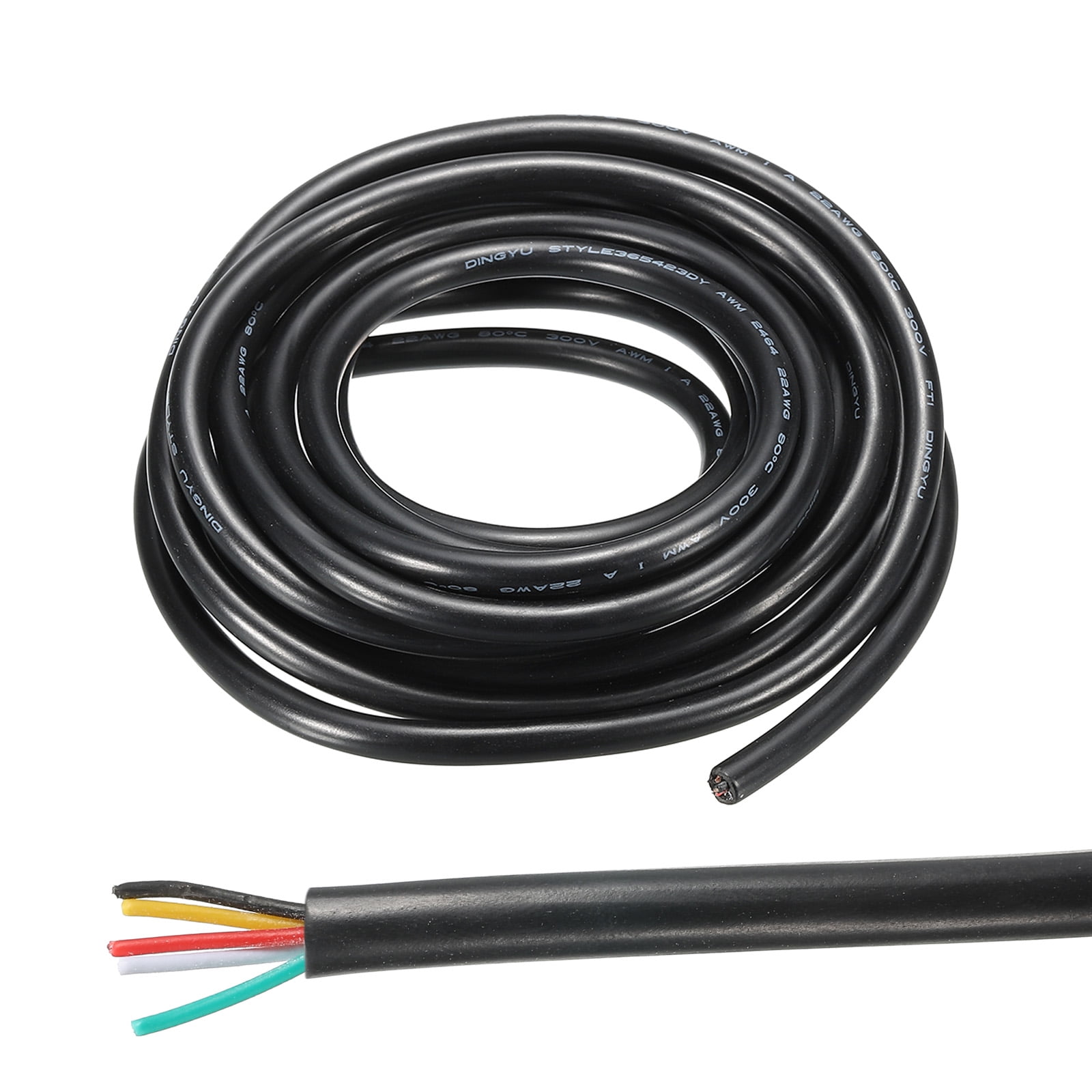 22AWG Electrical Wire 6 Conductors Tinned Copper 9.8Ft Low Voltage PVC ...