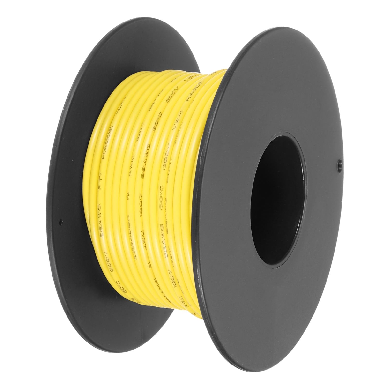 Uxcell 22AWG Stranded Wire Hookup 15M/49ft Yellow, Electrical Wire ...