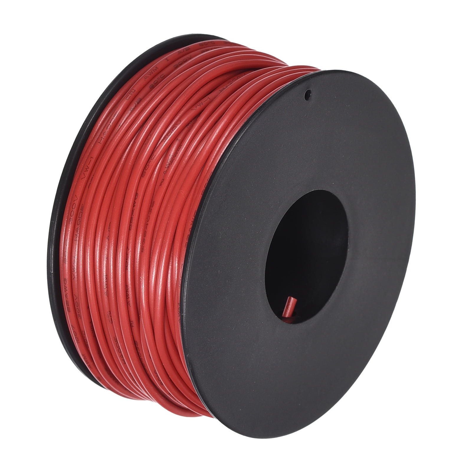 Uxcell 22AWG Stranded Wire Hookup 30M/100ft Red, Electrical Wire UL1007 ...