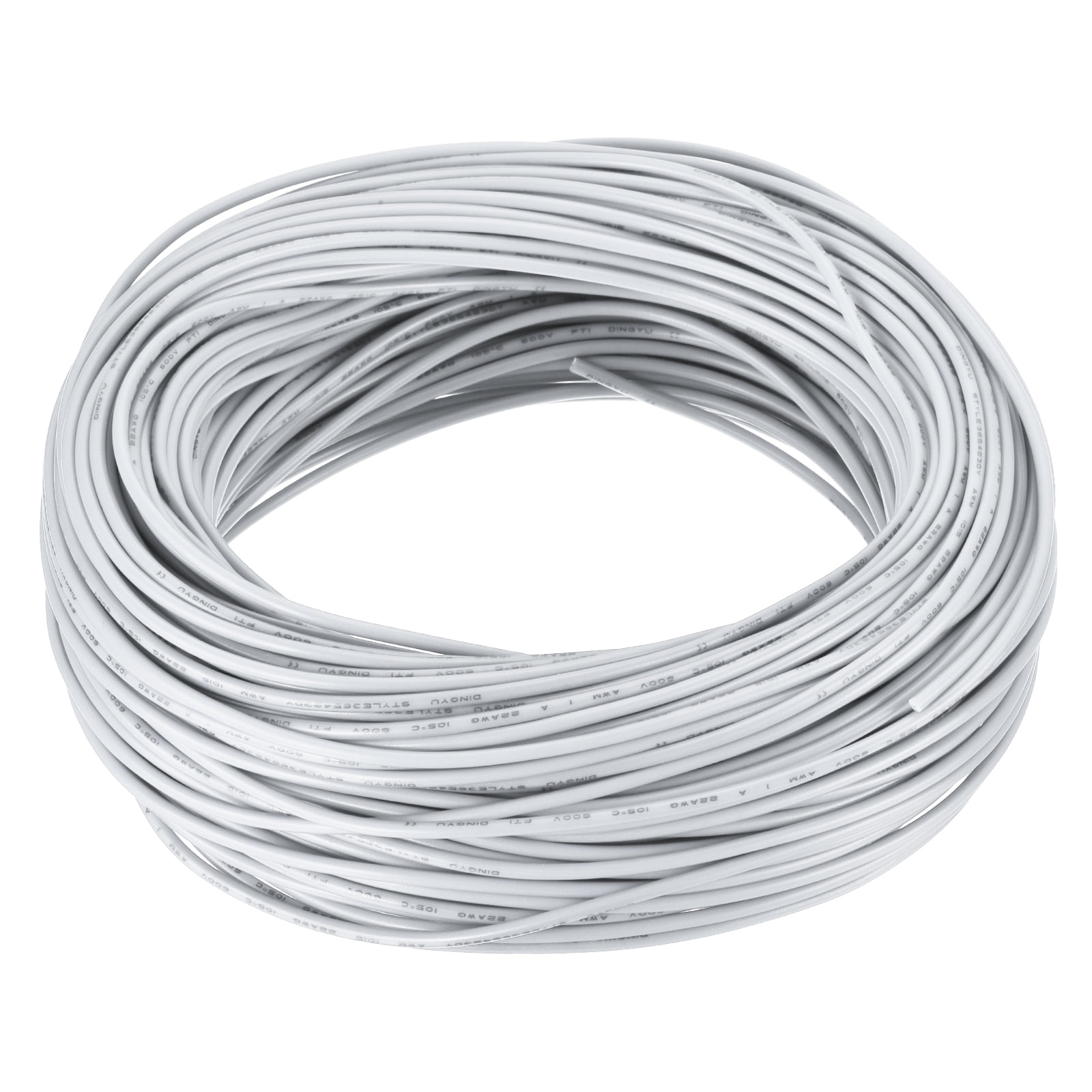 22AWG Wire 22 Gauge Stranded Wire PVC Hookup Wire, UL1015 Tinned Copper Wire 50m/164ft White ...