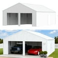 22FT X 23FT Dual Doors Metal Garage, Covering 506 Sq.Ft, Heavy Duty ...