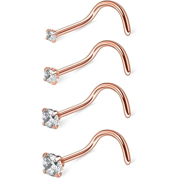22G 1.5mm 2mm 2.5mm 3mm Round Diamond -Nose Screw Studs Rings Piercing ...