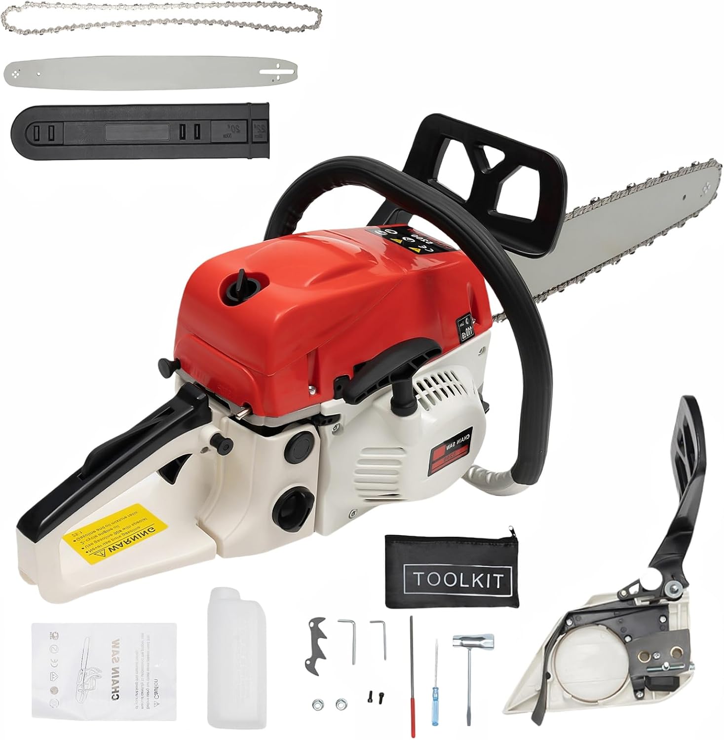 22In 2-Stroke Gas-powered Chainsaw 52CC Chainsaw with Single Cylinder ...