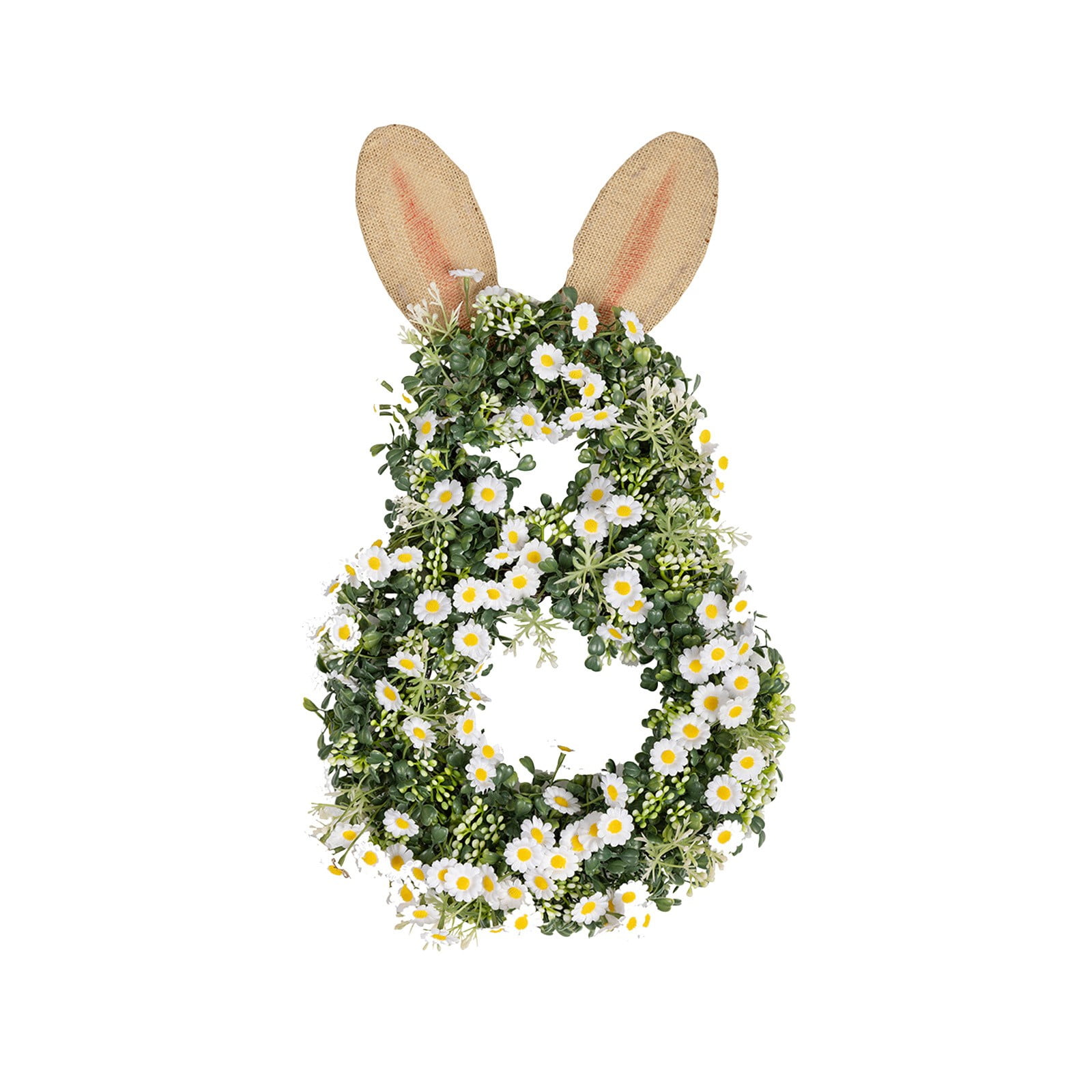 22Inch Easter Bunny Daisy Wreath for Front Door - Burlap Bunny Ears ...