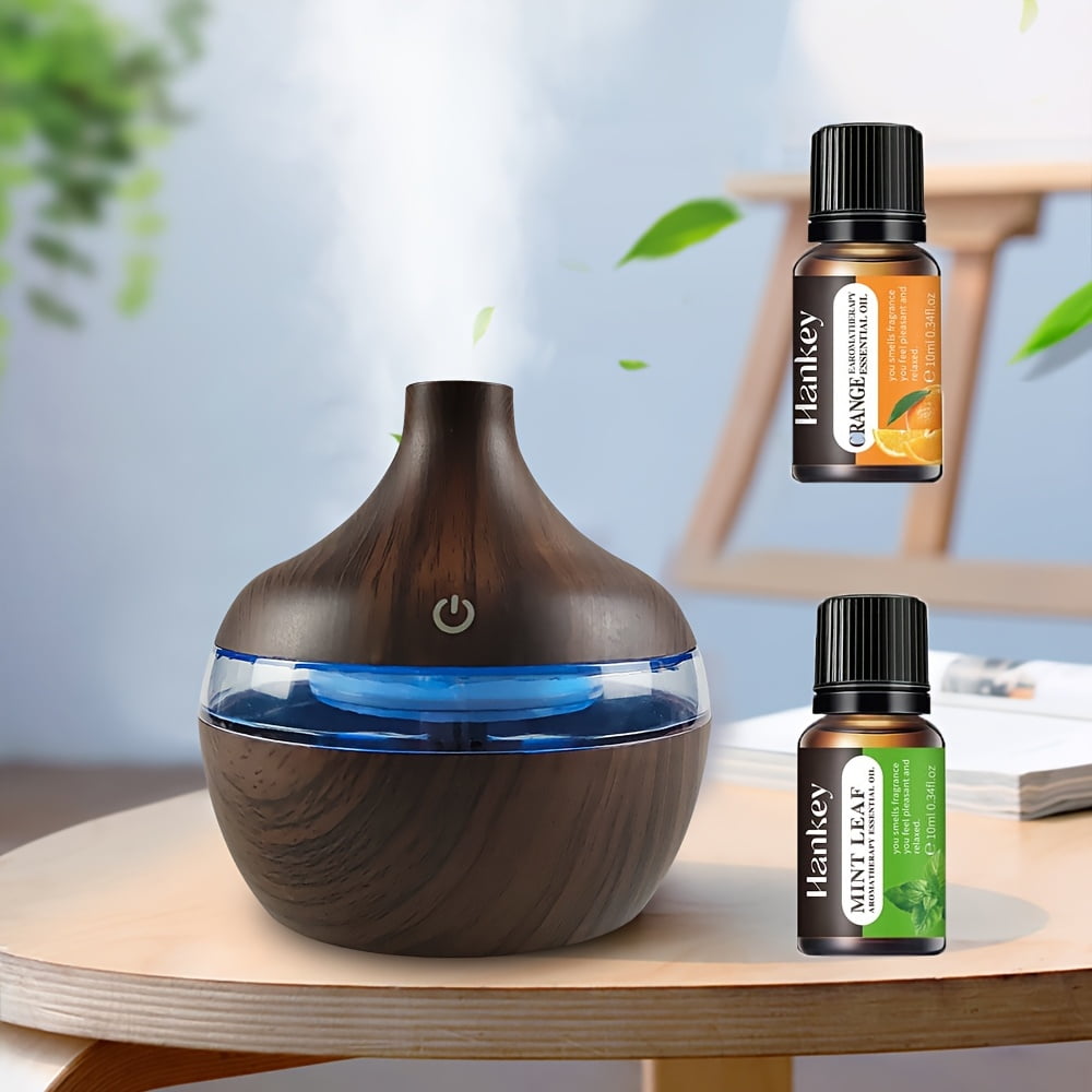 22J22H22 Elegant USB-Powered Wood Grain Humidifier with Touch Control ...