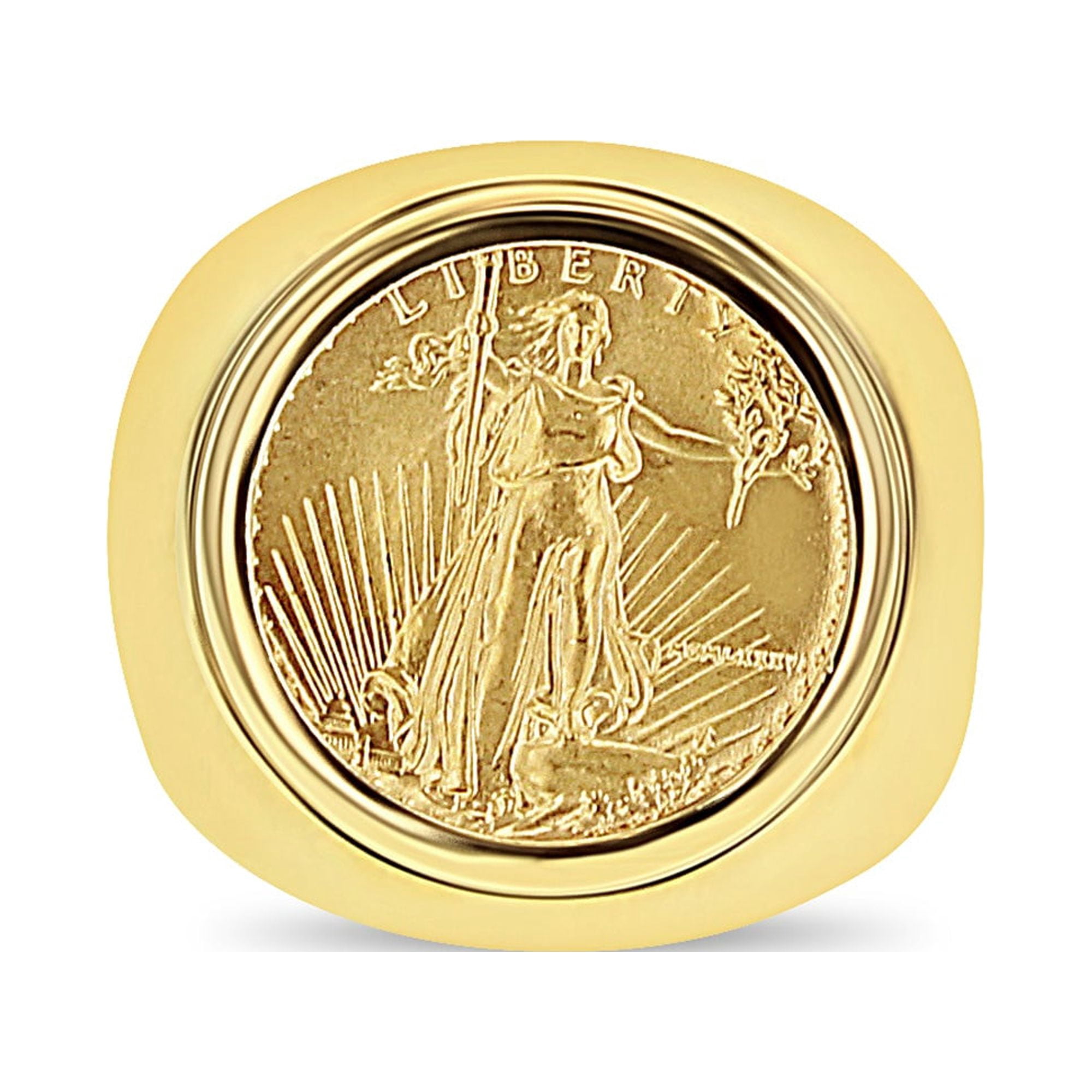 22K Fine Gold 1/10OZ Lady Liberty Polished Ring 14k Yellow Gold ...