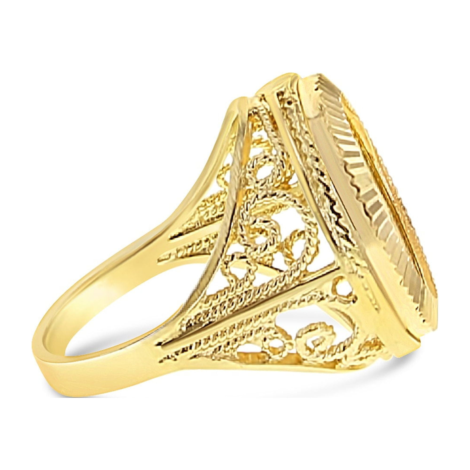 22K Fine Gold 1/10OZ Liberty Coin Ring with Fluted Bezel - Walmart.com