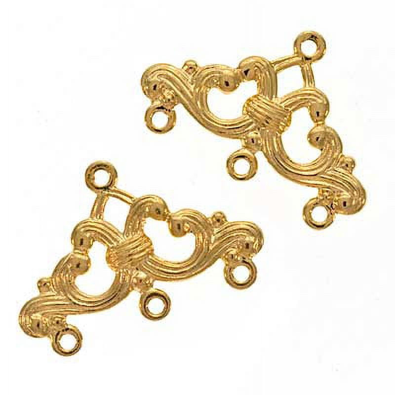 22K Gold Plated Ornate Triple Bead Strand Reducer Connector (x2 ...