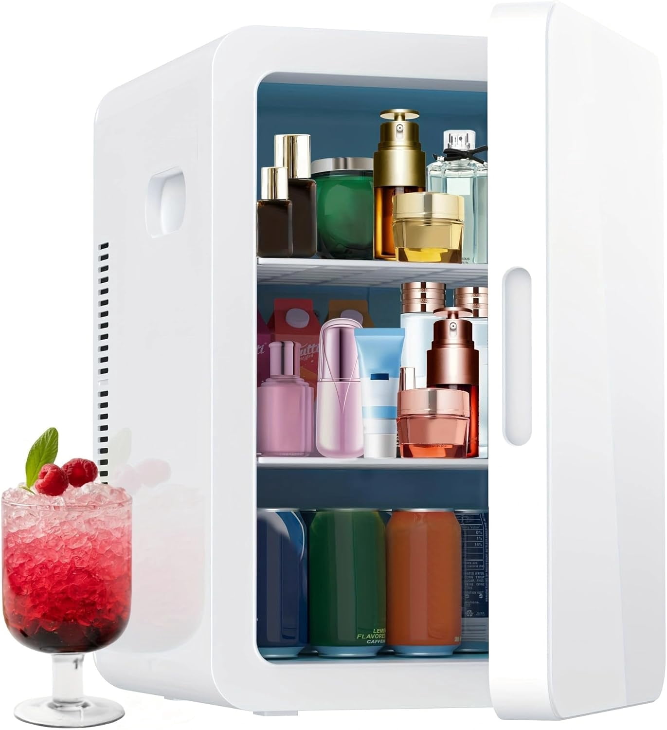 22L/30Cans Mini Fridge for Bedroom, Small Refrigerator with Glass Door ...