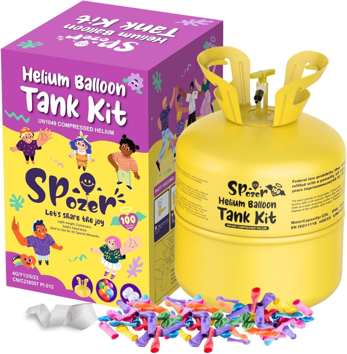 22L Helium Tank for Balloons At Home Helium Tank Kit Up To 100 Latex ...