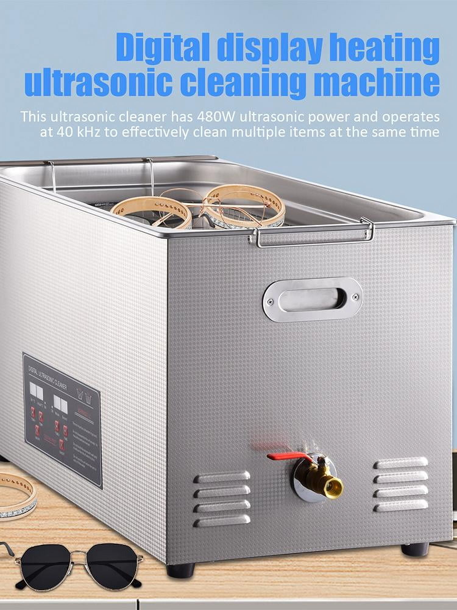 22L Large Ultrasonic Cleaning Machine with Heater & Timer, 480W ...
