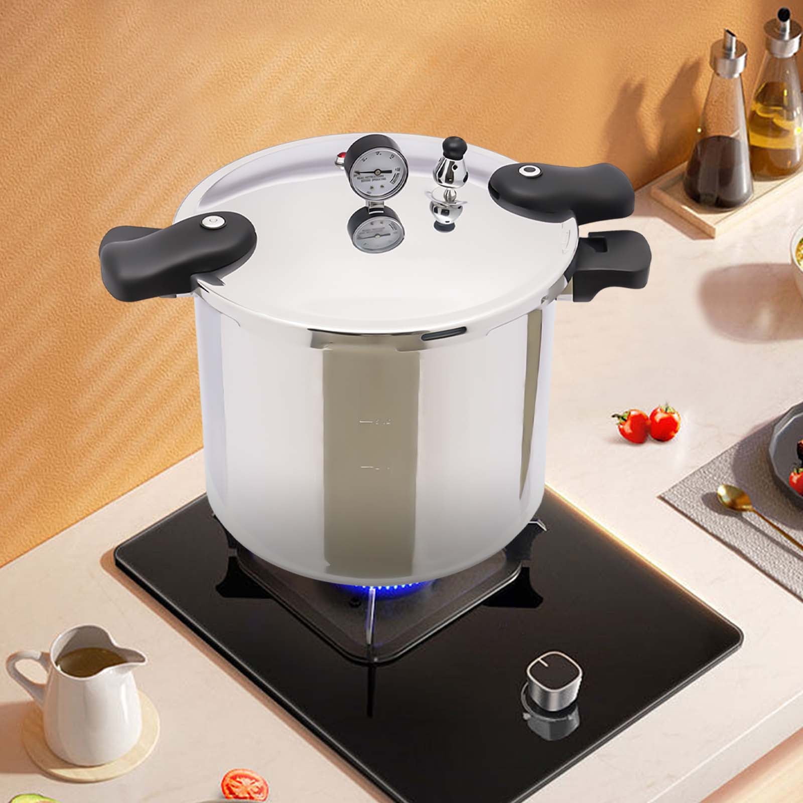 22L Pressure Cooker Canner Aluminum Explosion-Proof Kitchen W/ Steam ...