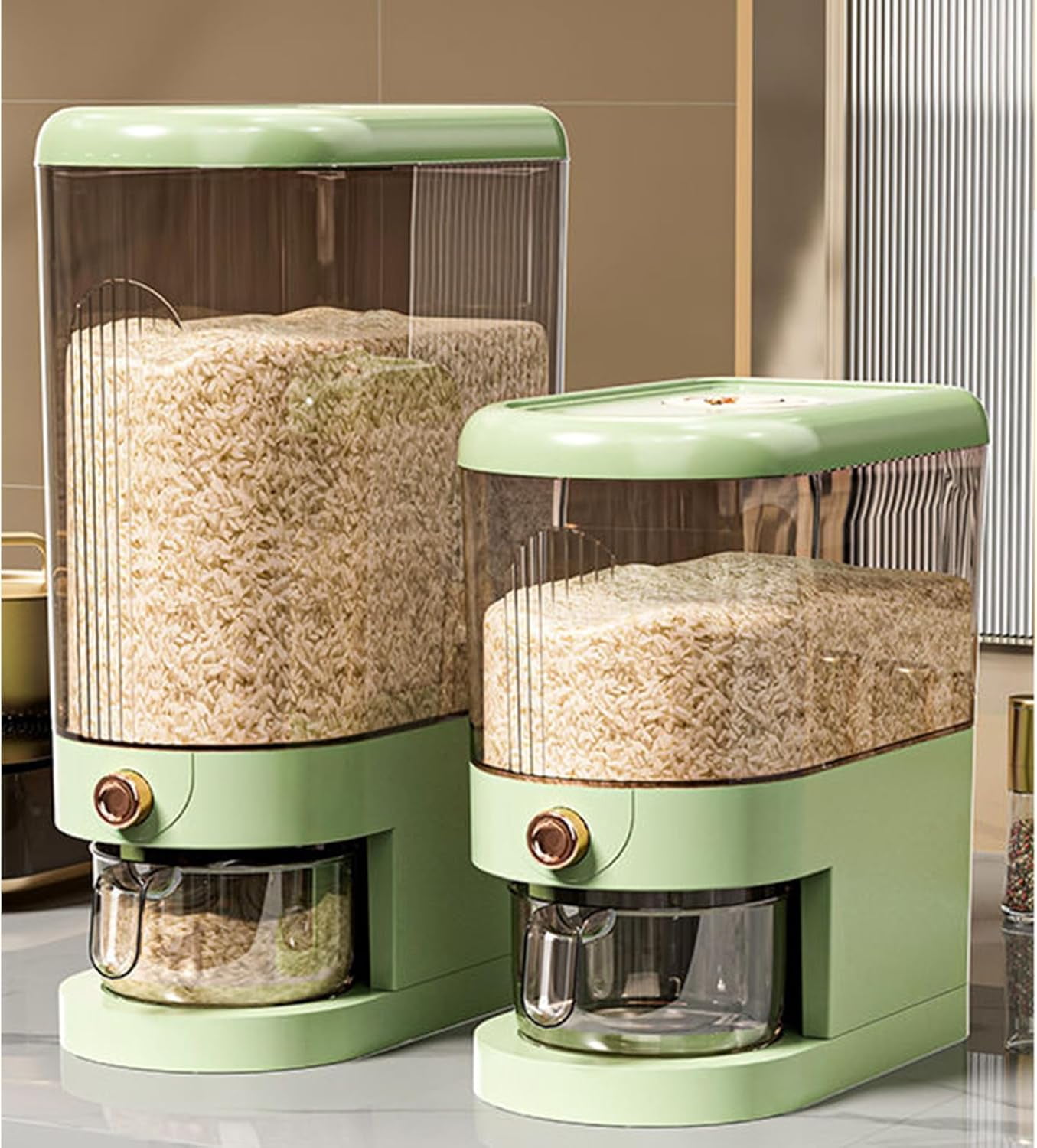 22LB Rice Dispenser, Large Grain Container Storage with Lid Measuring ...