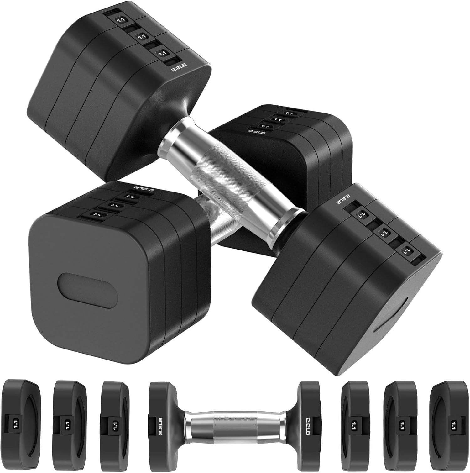 22LBS Adjustable Dumbbells Set, Adjustable Weight Dumbbells with 4 ...