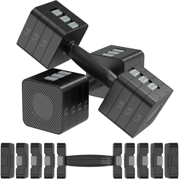 22LBS Adjustable Dumbbells Set, Hand Weights Sets with 5 Levels 3lb ...