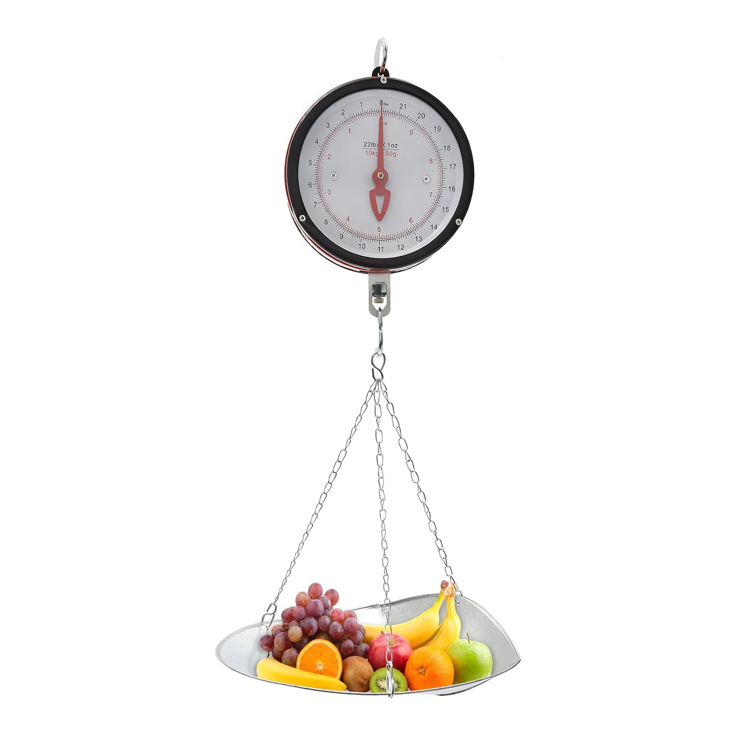 22LBS Double-Sided Dial Mechanical Hanging Scale with Scoop & Chain ...