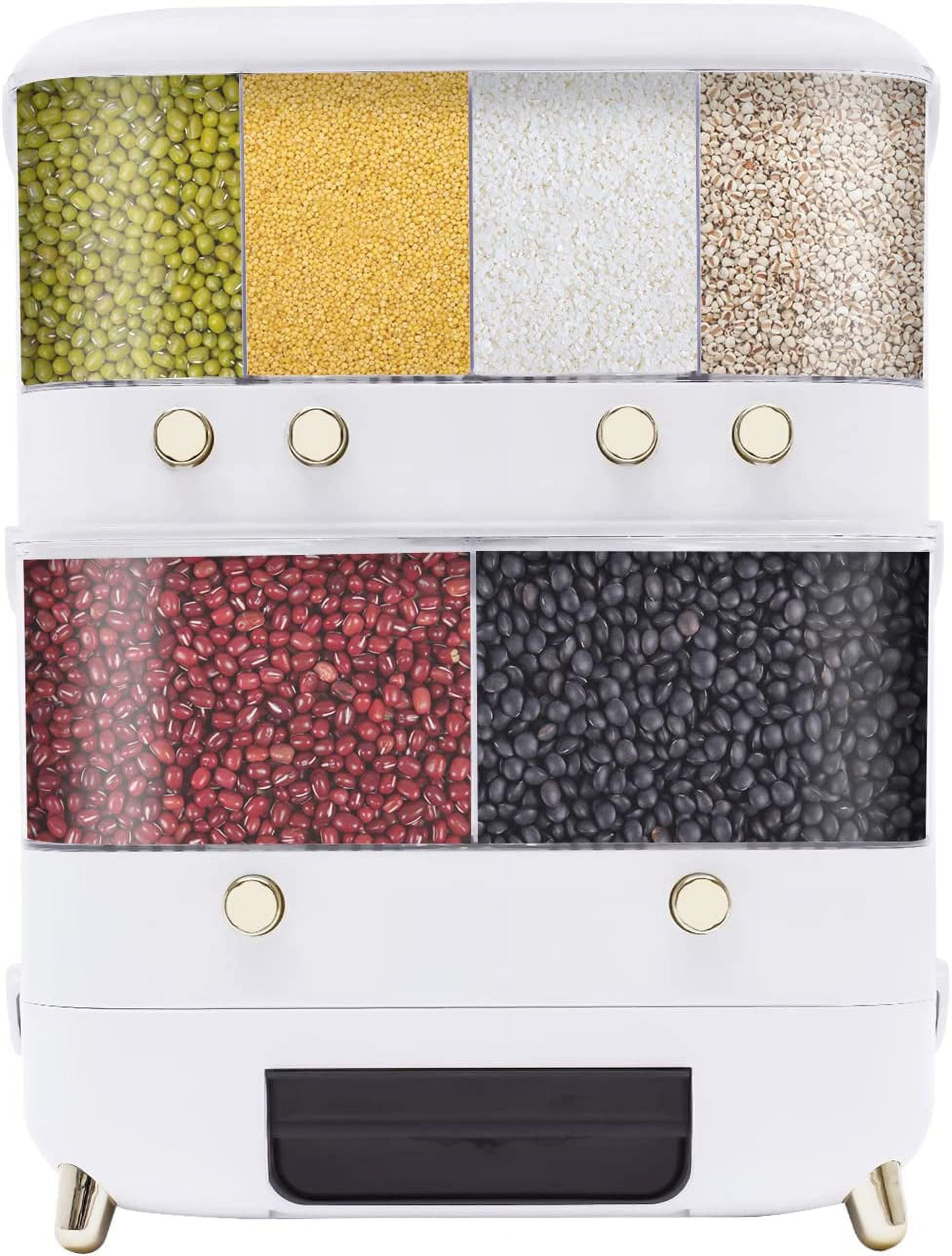 22Lbs Rice Cereal Grain dispenser, Removable 6 Grids Beans Cereal ...