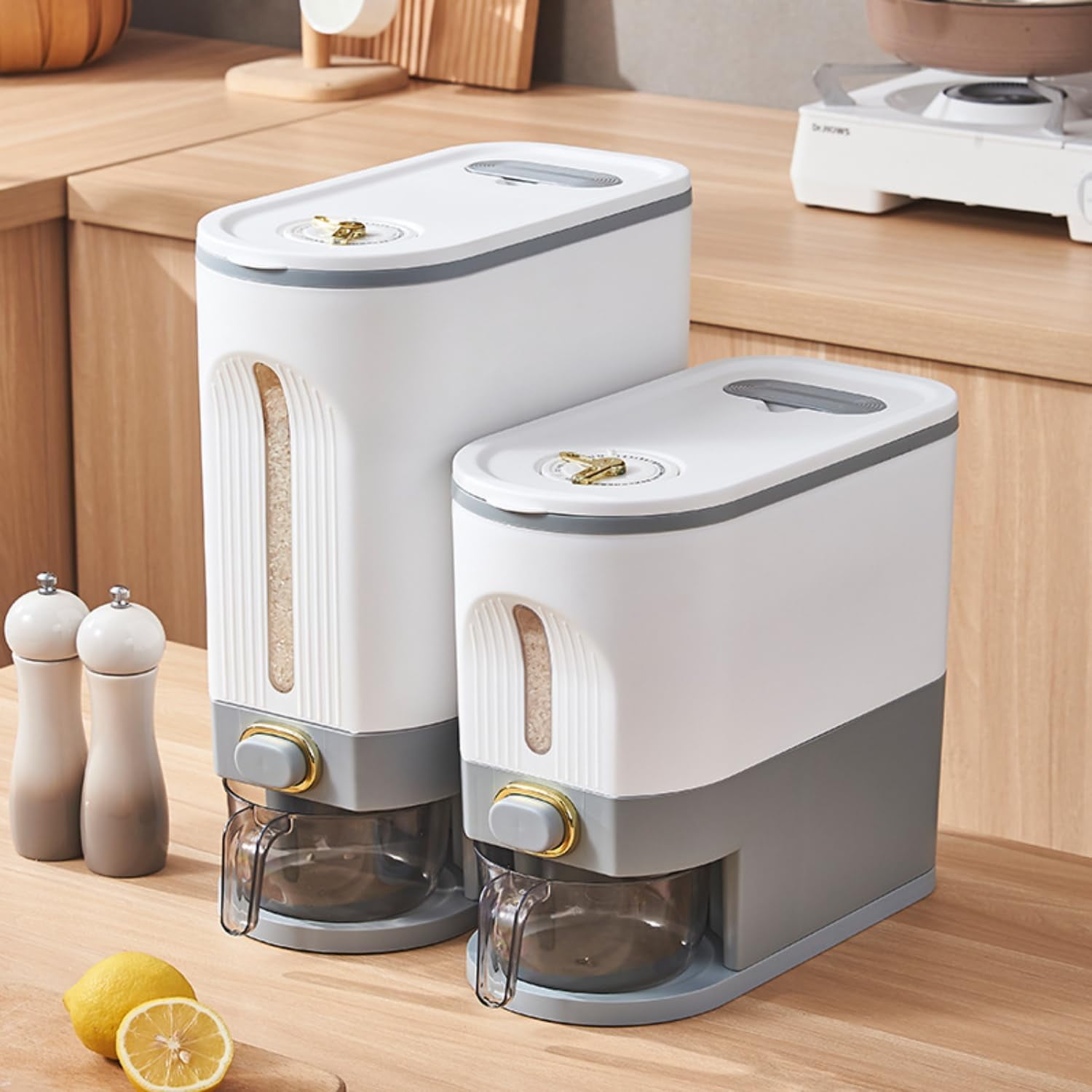 22Lbs Rice Dispenser, Cereal Containers Storage Sealed Moisture Proof ...