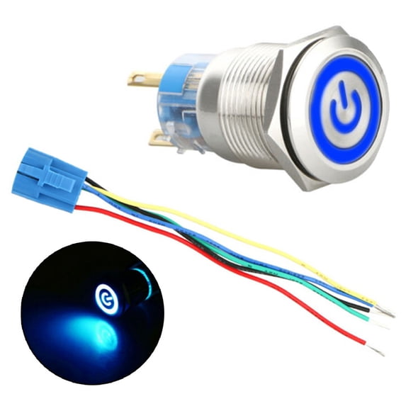 22Mm 12V Led Power Symbol On-Off Car Push Button Switch Latch Metal ...