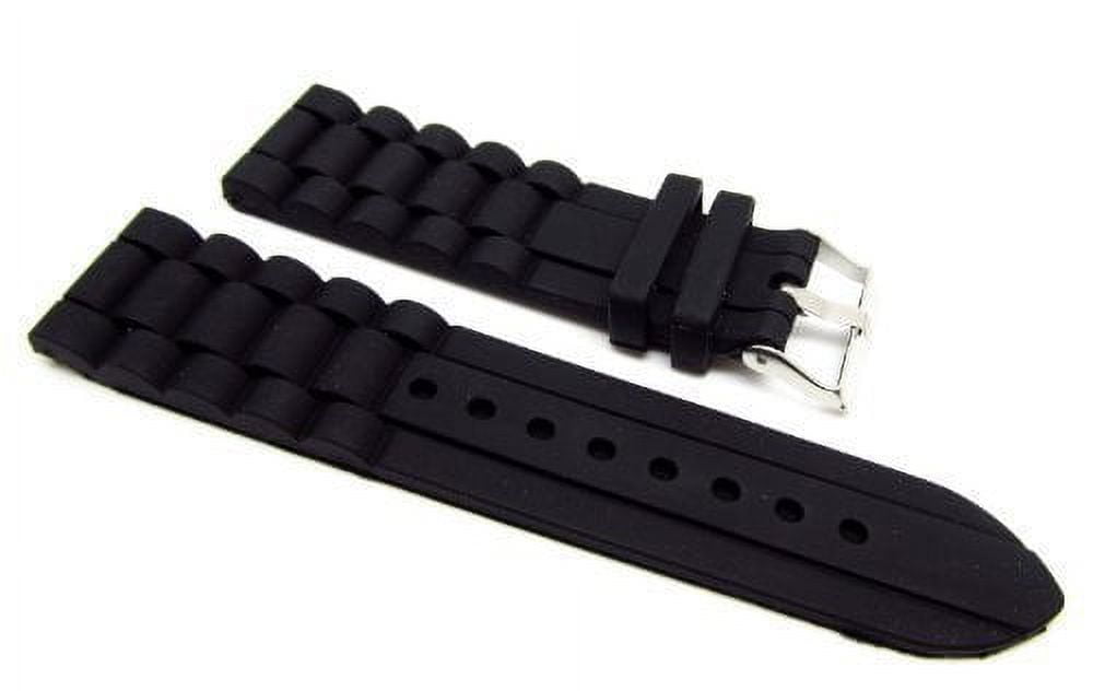 22MM BLACK RUBBER LINK WATERPROOF SPORT DIVER WATCH BAND STRAP FITS ...