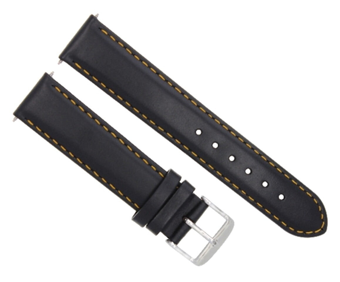 22MM LEATHER SMOOTH WATCH STRAP BAND FOR 43MM LONGINES CONQUEST BLACK ...