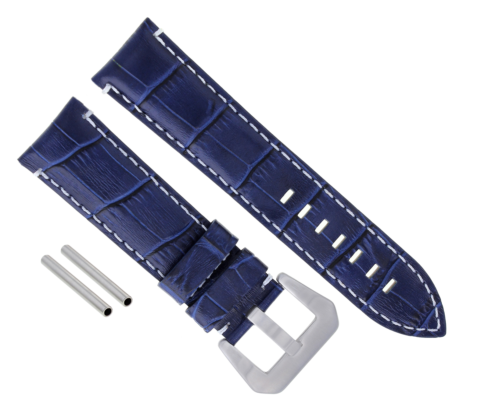 22MM PAM LEATHER WATCH BAND STRAP FOR PAM PANERAI WATCH GMT BLUE WHITE ...