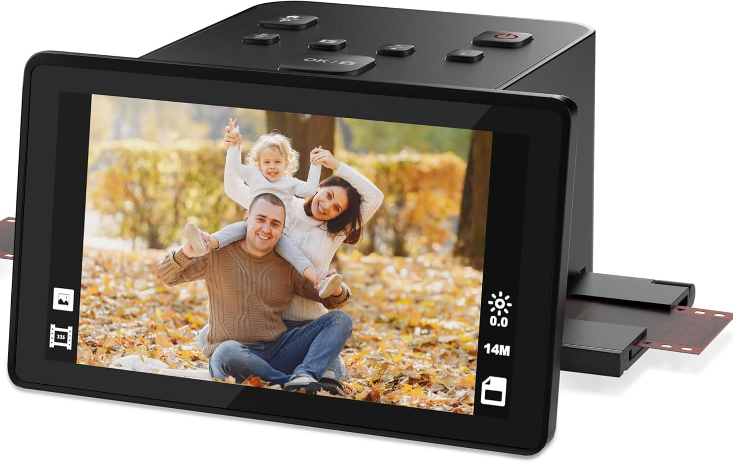 22MP Film and Slide Scanner with 5” LCD Screen, Convert Color & B&W ...