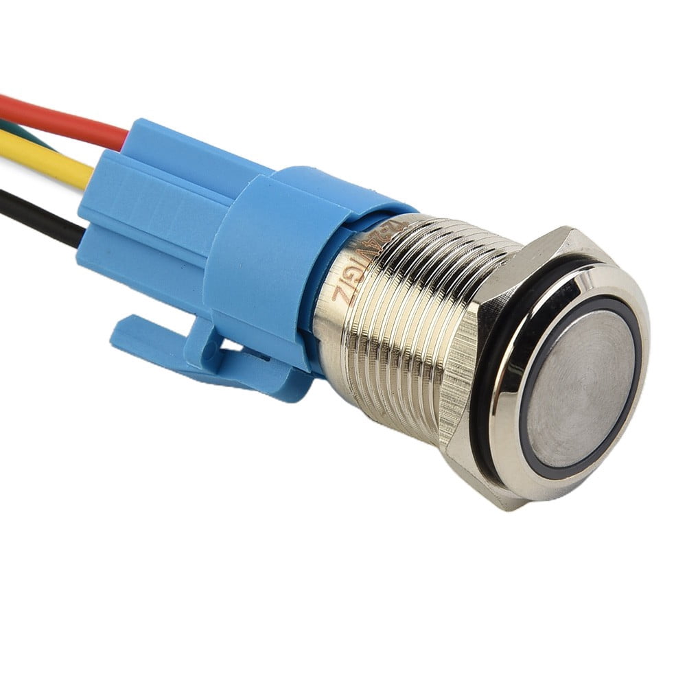 22Mm Latching Push Button Switch 12-24V On Off Stainless Steel Led Self ...