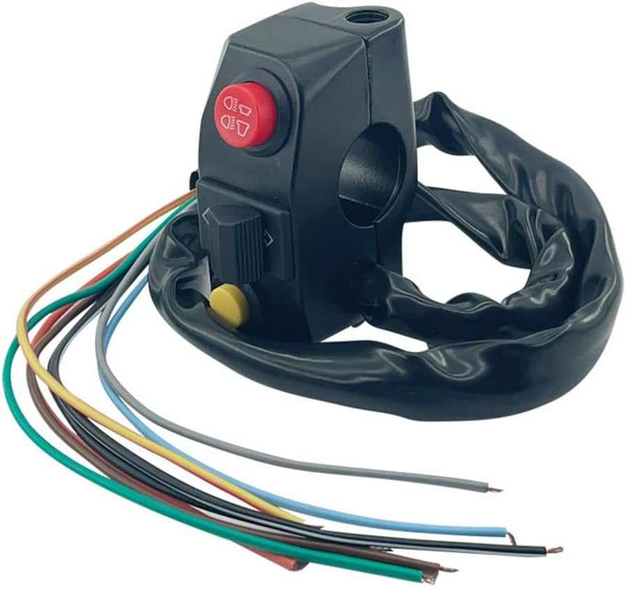 22Mm Left Motorcycle Handlebar Switch, Sovob Push Botton Waterproof Horn Steering Multifunction ...