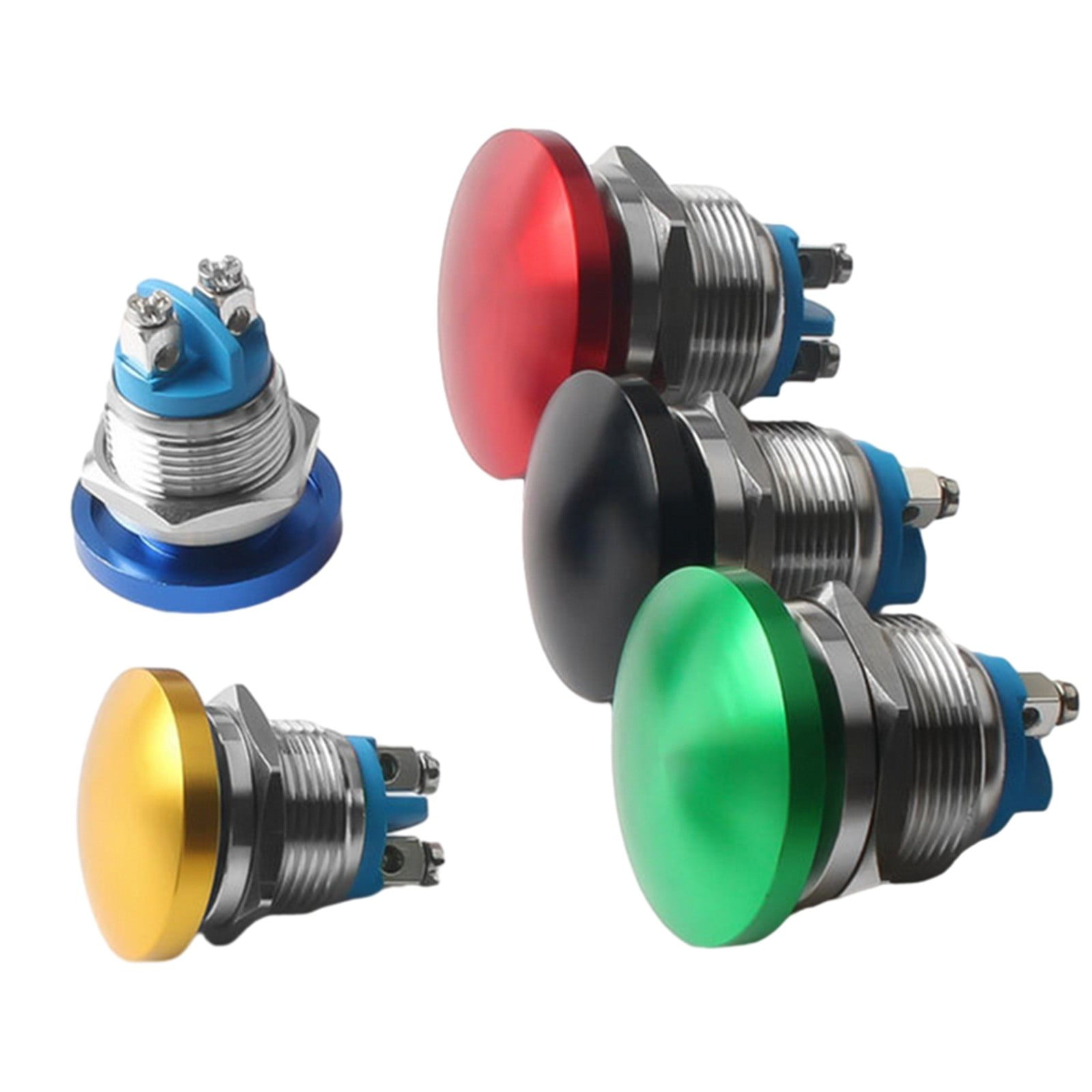 22Mm Metal Push Button Switch/1No Momentary Self-Reset Mushroom Head ...