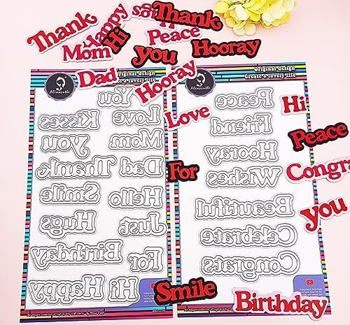 22PC Word Metal Die Cut, Sentiments Diecut Greeting Die Good Wishes ...