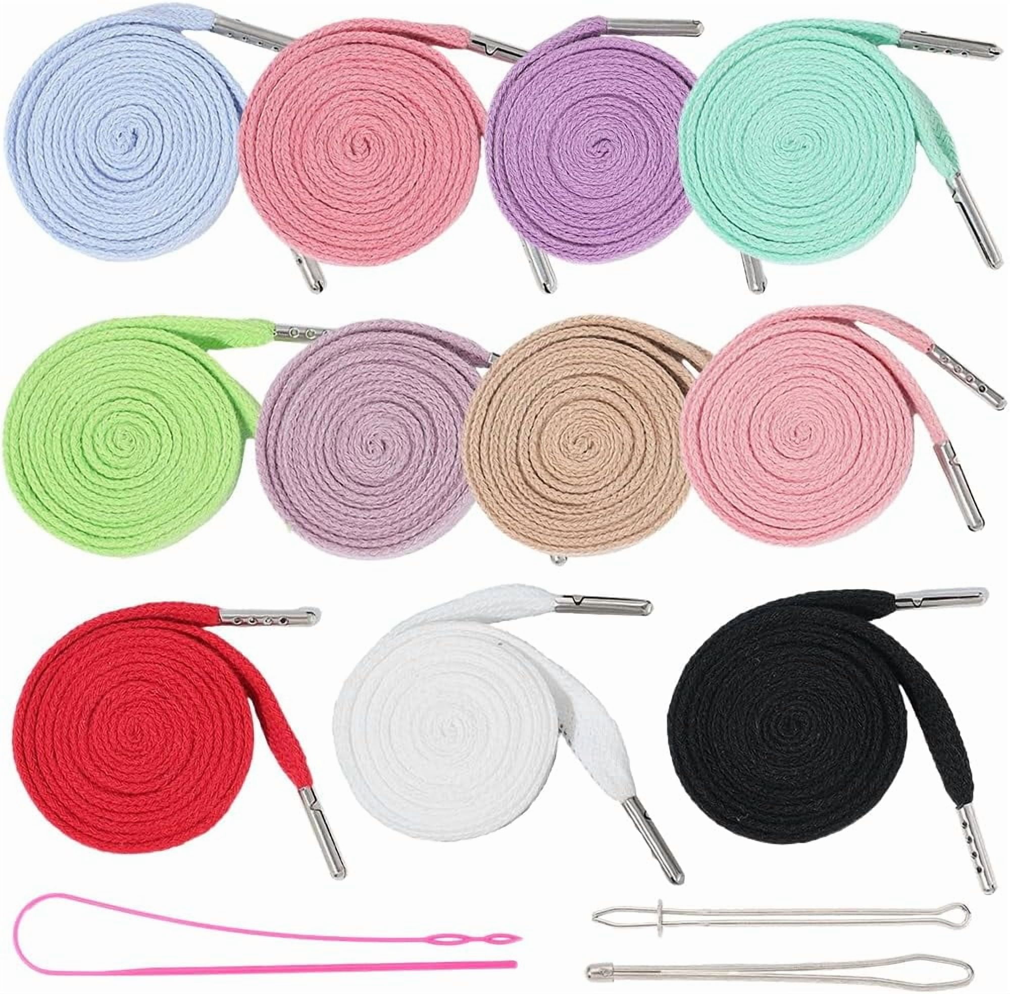22PCS 11 Colors Drawstring Replacement Set Colorful Flat Clothing Universal Cords Drawstrings ...