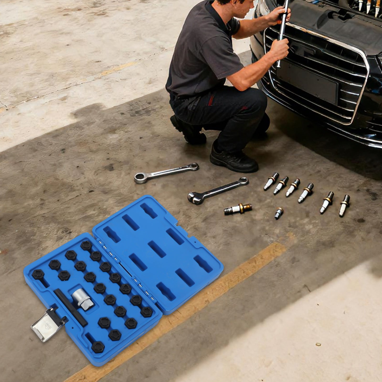 22PCS Anti-Theft Lock Lug Nut Screw Remover Set Wheel Locking Key Set ...