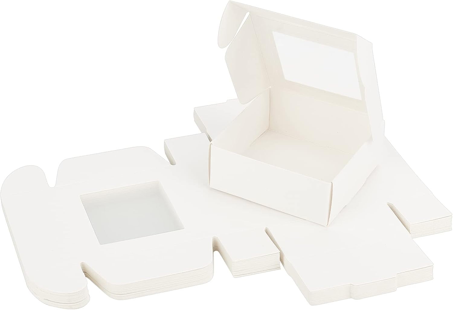 22PCS Cake Box Assembled 3.4Inch Square White Paper Bakery Box with PVC ...