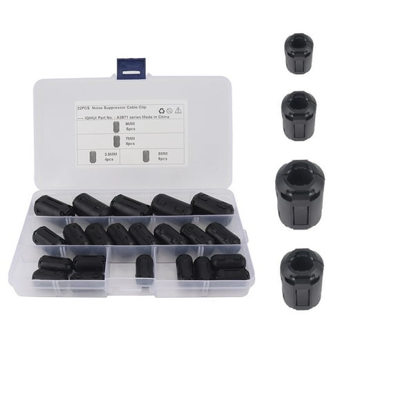 22Pcs Ferrite Core Bead Choke Ring Cord Rfi Emi Noise Suppressor Filter ...