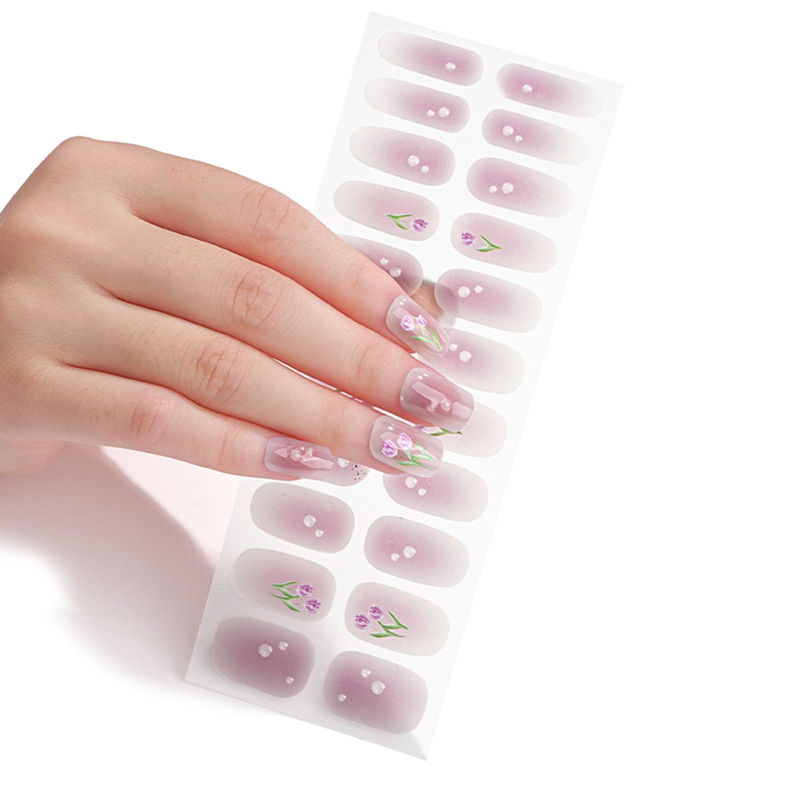 22PCS Full Polish Strips Wraps Decal Adhesive Nails Stickers False ...