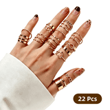 22PCS Women's Gold Plated Stackable Knuckle Rings Set with Geometric ...