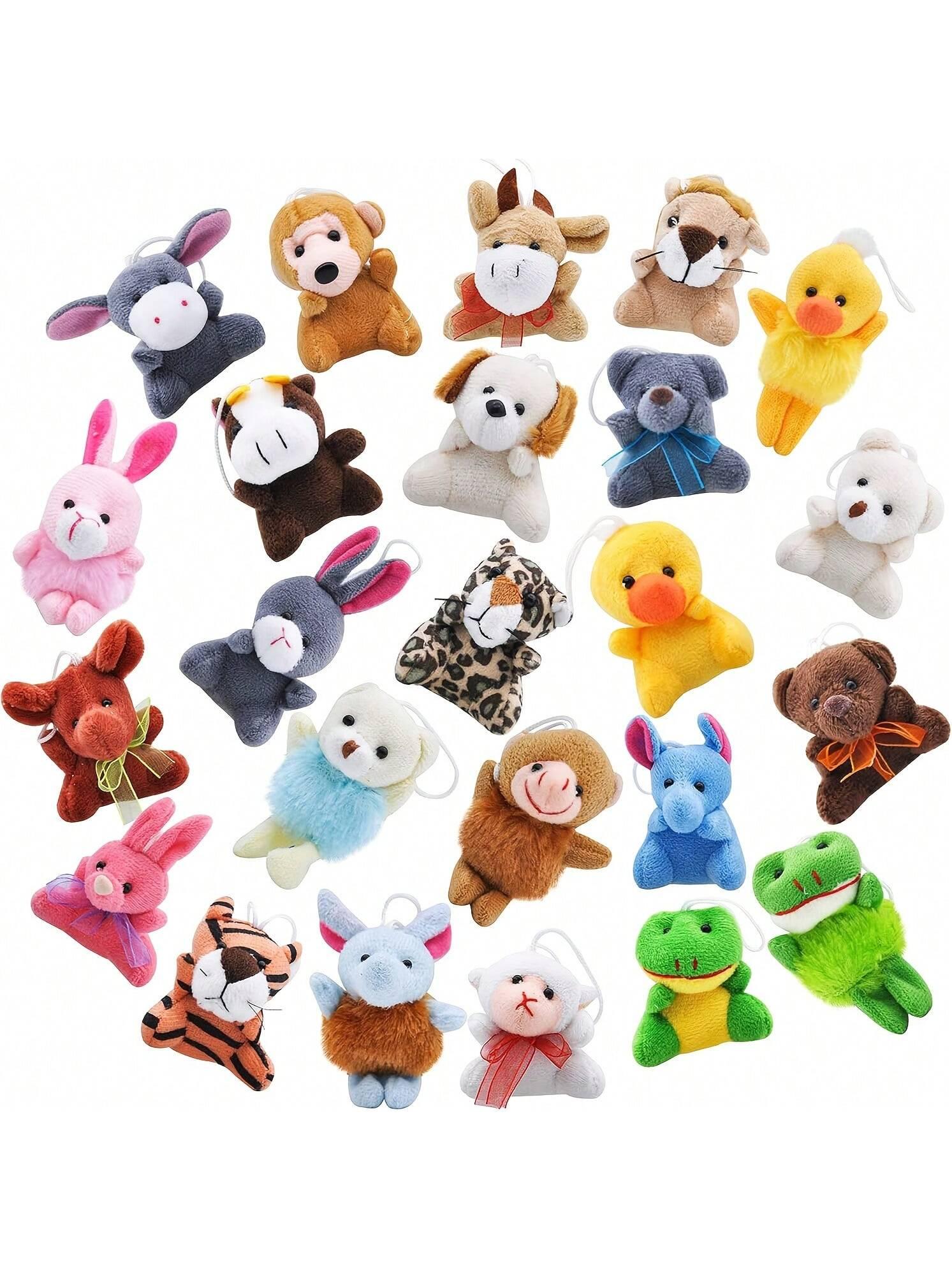 22PCS Mini Plush Animals Toy Set Assortment, Backpack Accessory, Party ...