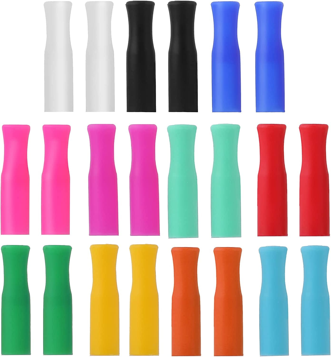 22PCS Silicone Straw Tips Reusable Straws Covers, Food Grade Metal ...