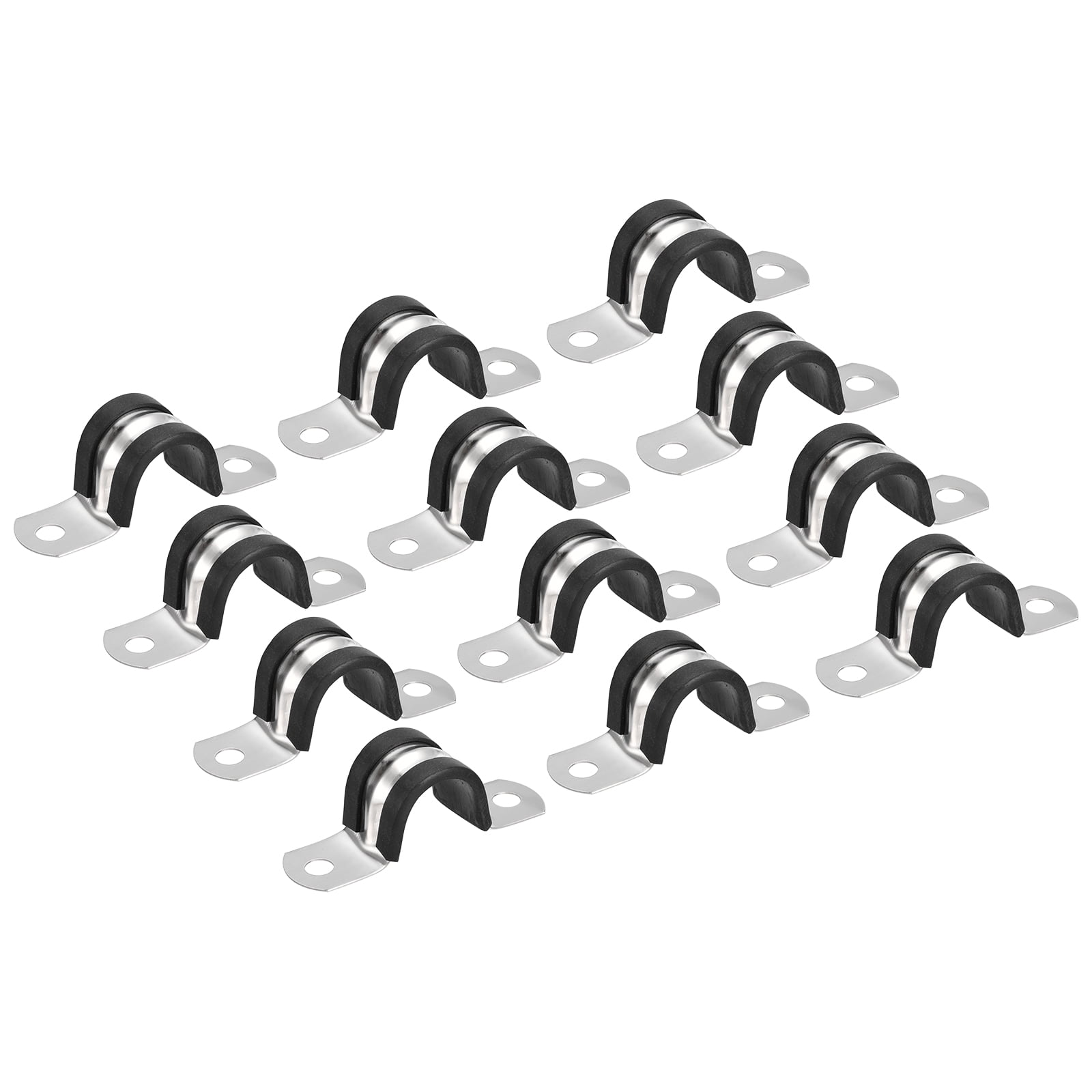 22Pack 25/32" Cable Clamp U Shape Stainless Steel Rubber Cushioned Pipe ...