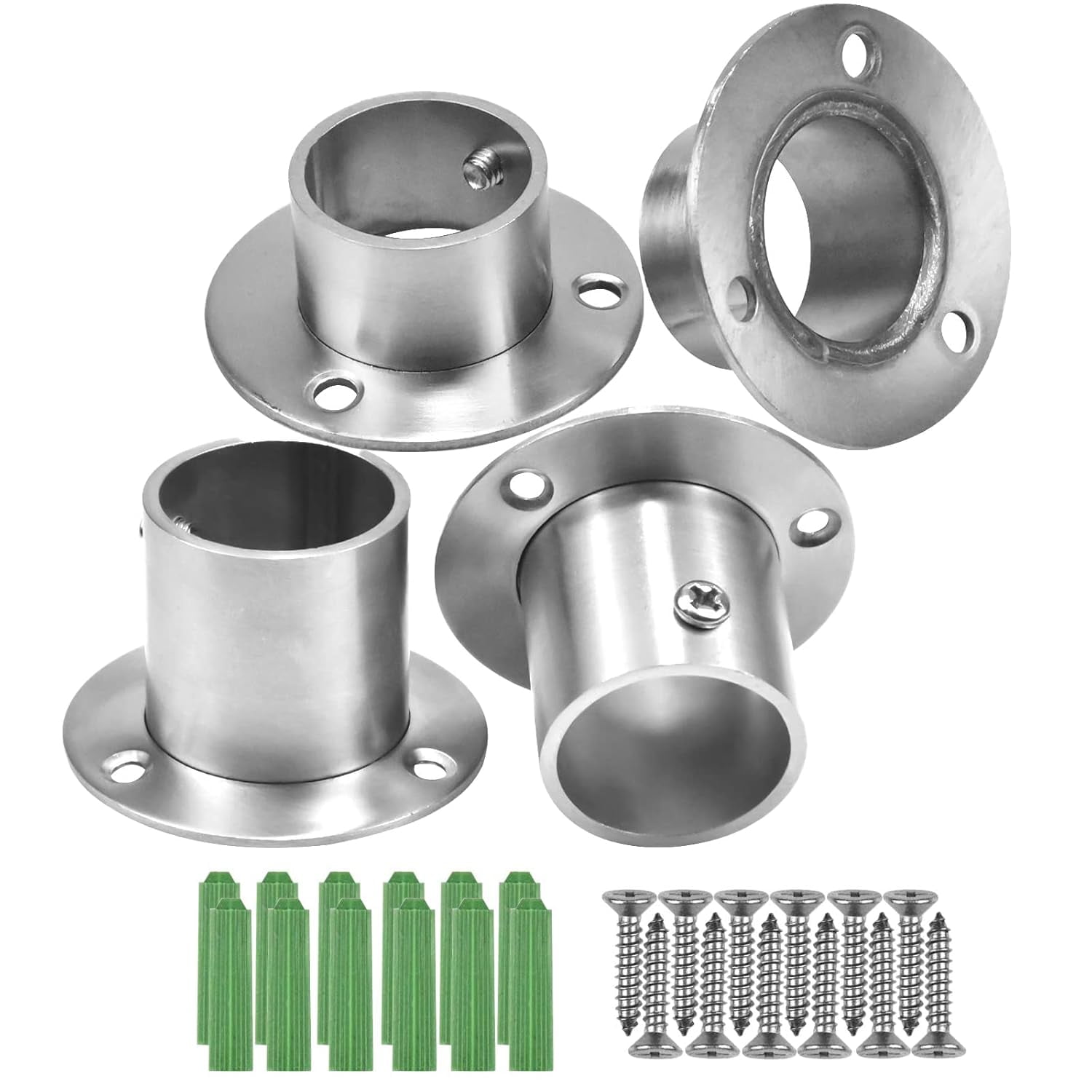 22PackWardrobe Rail Support Closet Curtain Hanging Pole Tube Rod End ...