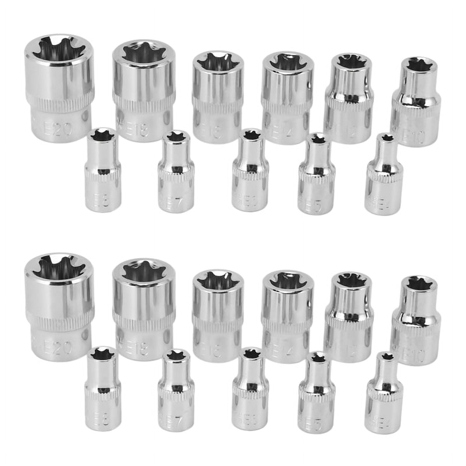 22Pc Female E Torx Star Socket Set Rail E4 - E20 External Torque ...