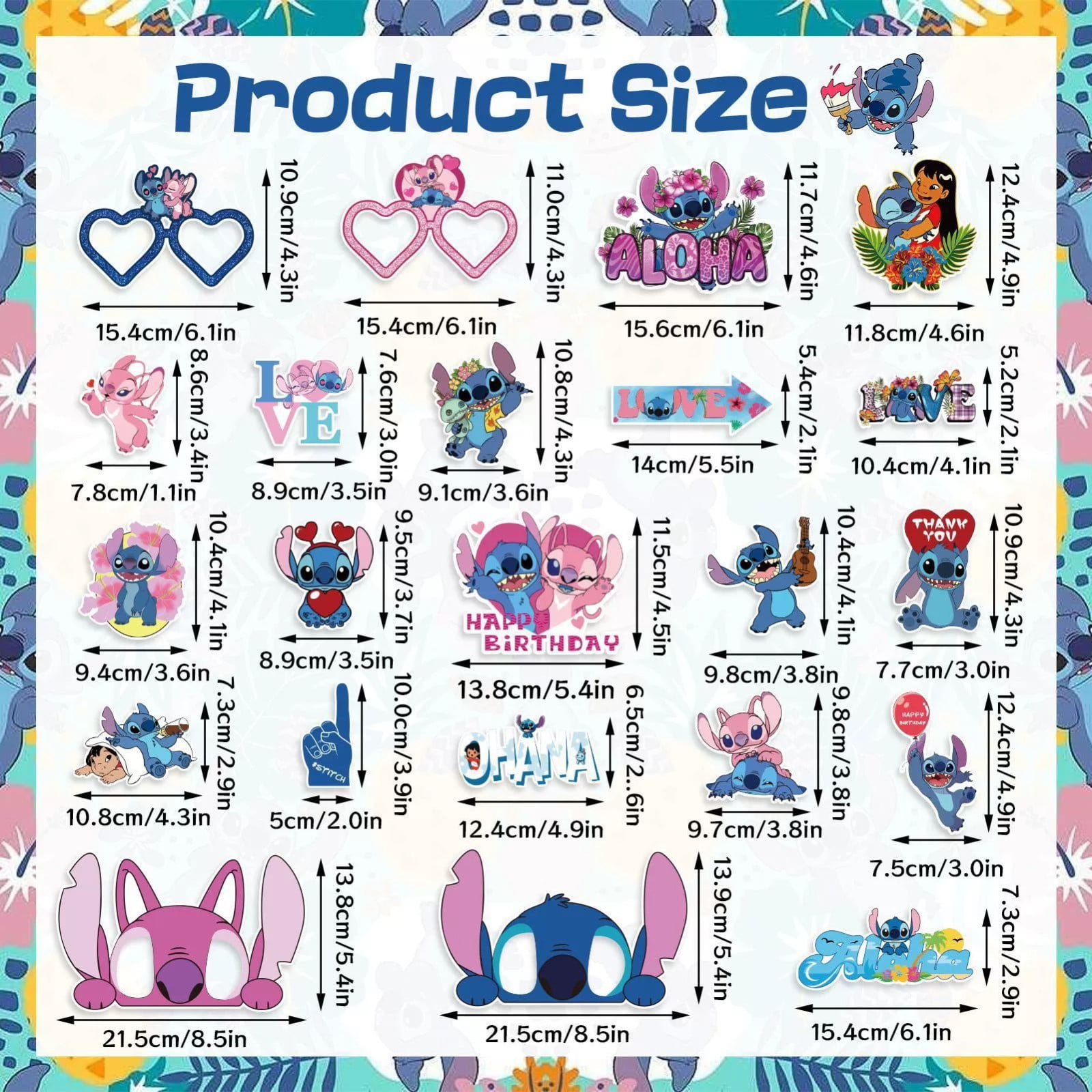 22Pc Stitch Birthday Supplies- 2025 New Stitch Birthday Decorations Banners Cake Topper Set ...