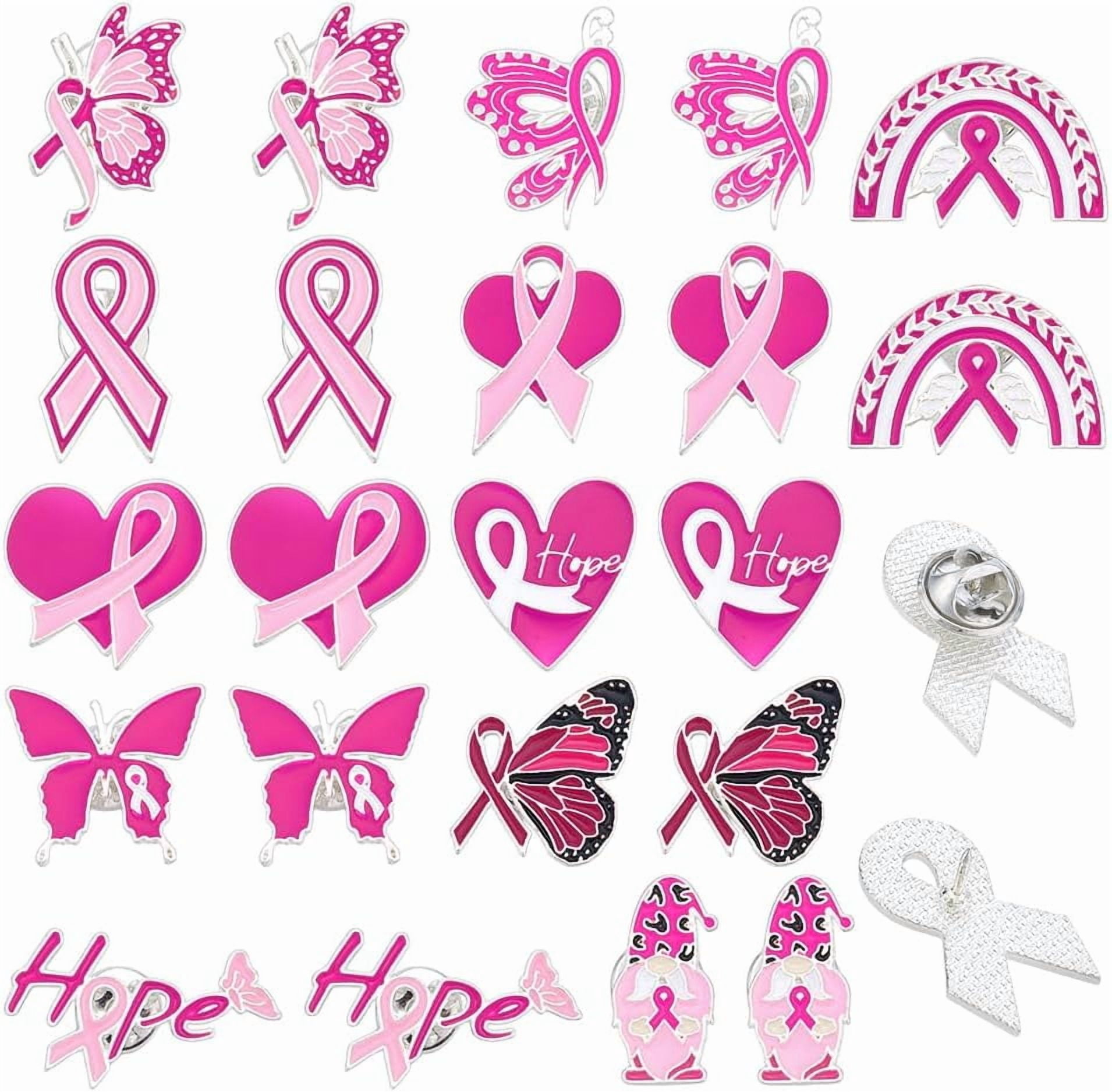 22Pcs 11 Styles Breast Cancer Awareness Lapel Pins - Pink Ribbon Love ...