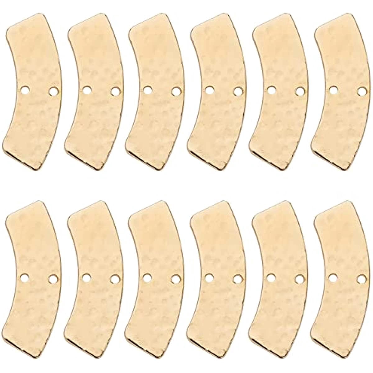 22Pcs 18K Gold Plated Brass Links Connectors 10x28.5mm Curved Rectangle ...