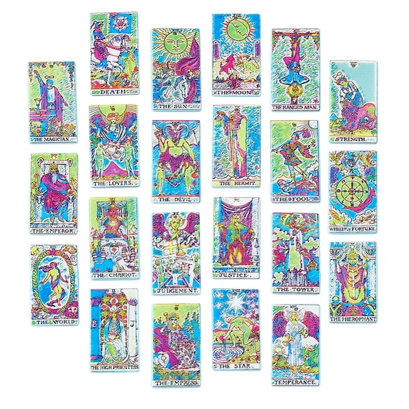 22Pcs 22 Style Printed Acrylic Pendants Rectangle with Tarot Pattern ...
