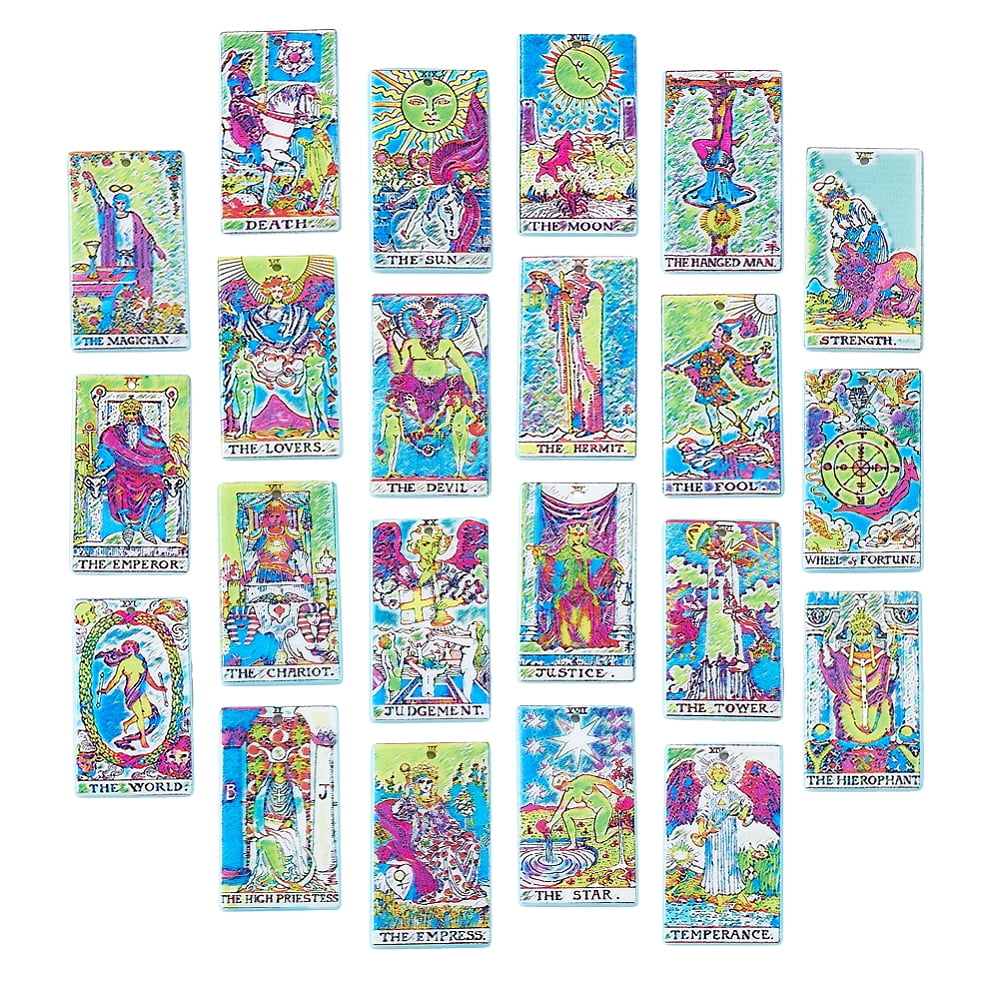 22Pcs 22 Styles Tarot Charms Bulk Colorful Acrylic Pendants Arcana ...